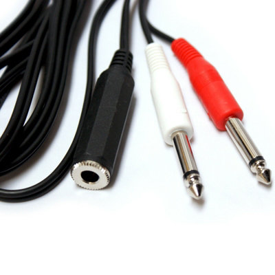 0.5m 6.35mm Stereo Headphone Socket - 2x 1/4" Mono Male Jack Cable Y ...