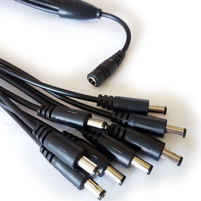 0.5m 8 Port Way DC Power Cable Splitter 5.5mm x 2.1mm CCTV Camera PSU ...