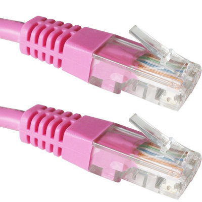 0.5m CAT5e Patch Ethernet RJ45 Cable Lead Pink Pure Copper Network LAN ...