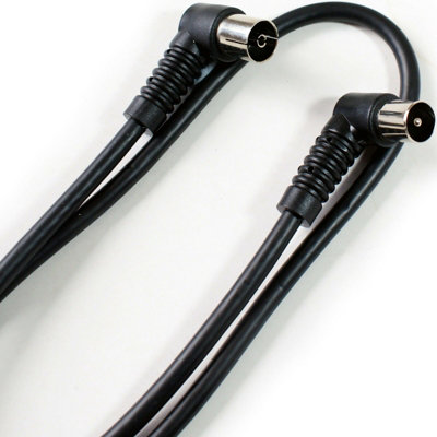 0.6m Aerial Lead 90 Degree Male Plug To Female Socket Coaxial Cable ...