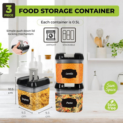 0.8L Pack Of 3 Food Grade & BPA Free Cereal Storage Containers