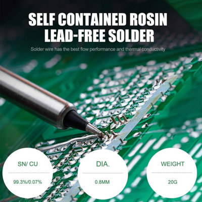 0.8mm Solder, Lead-Free Rosin Core Solder, Solder with Flux 20g,Solder ...