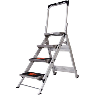 0.9m PREMIUM TRADE Folding Step Ladders 4 Tread Anti Slip Aluminium ...