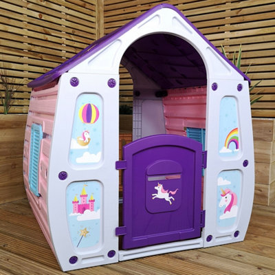 1.09m Purple Kids Indoor Outdoor Plastic Wendy House Unicorn Magical ...