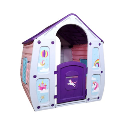 1.09m Purple Kids Indoor Outdoor Plastic Wendy House Unicorn Magical ...