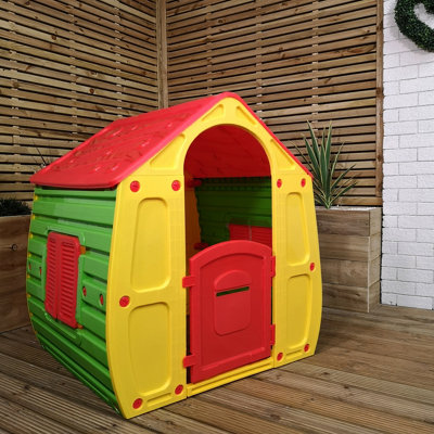 1.09m Yellow & Red Kids Indoor Outdoor Plastic Wendy House Magical ...