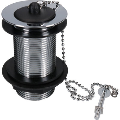 1 1/4" (32mm) Chrome Plated Unlotted Basin Waste Rubber Plug & Chain ...