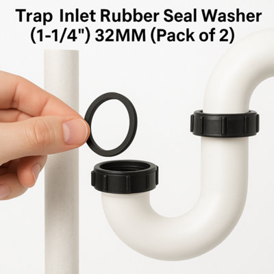 1 1/4 Inch 32mm Trap Inlet Rubber Seal Washers Pack of 2 for Waste Pipe ...