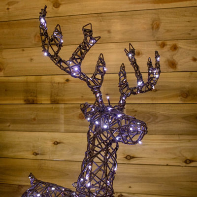 1.10m Light up Brown Christmas Stag with 176 White & Warm White Multi ...