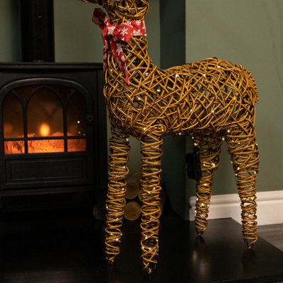 1.15m Battery Operated Light up Brown Christmas Reindeer with 120 Warm ...