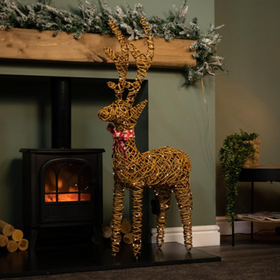 1.15m Battery Operated Light up Brown Christmas Reindeer with 120 Warm ...
