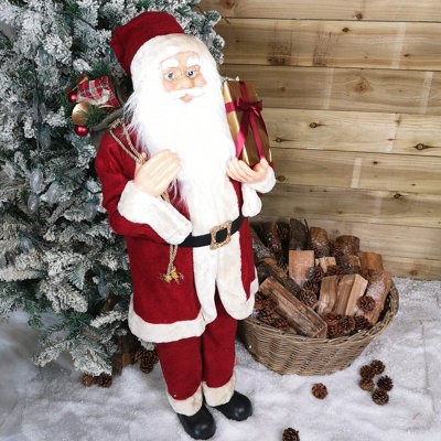 1.1m Luxury Large Standing Red Suit Santa Indoor Father Christmas ...