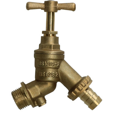 1/2" Brass Hose Union Tap with Double Check Valve Back-flow Prevention ...