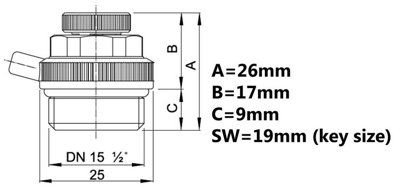 1/2" BSP Automatic Air Vent Auto Cut-off Self Bleeding Radiator Valve