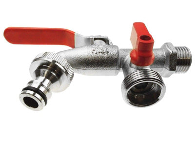 1/2" BSP Double Duo Outlet Garden Tap Brass Nickle Plated Automatic ...