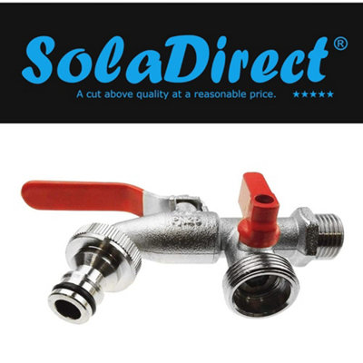 1/2" BSP Double Duo Outlet Garden Tap Brass Nickle Plated Automatic ...