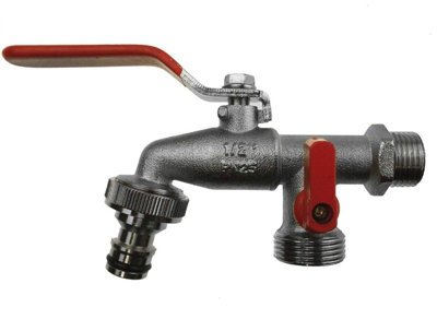 1/2" BSP Double Duo Outlet Garden Tap Brass Nickle Plated Automatic ...