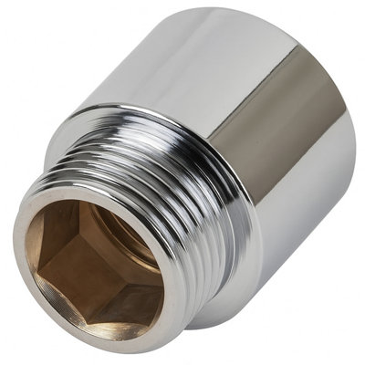 1/2" BSP x 40mm Long Radiator Extension Piece Brass Bright Chrome