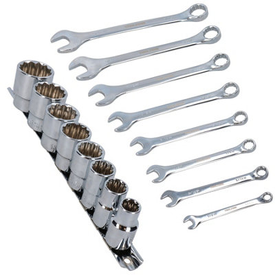 1/2" BSW 8pc Whitworth Shallow Sockets & 8pc BSW Whitworth Spanners