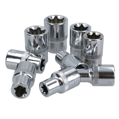 1/2" Drive Female Torx Star E Shallow Sockets E10 - E24 9pc Set In ...