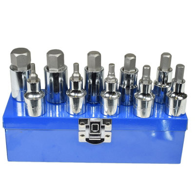 1/2" drive Hex / Allen key bit socket set metric sizes 4mm - 19mm AT659