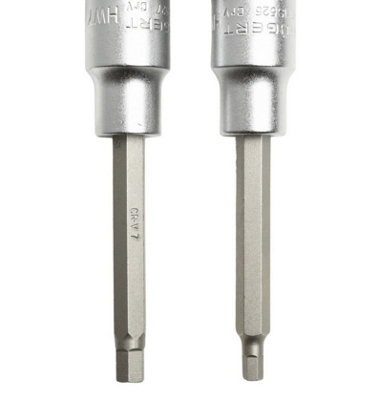 1/2" Drive Hex Bit Socket H5 H7 100mm Long S2 Steel Drop Forged Garage ...