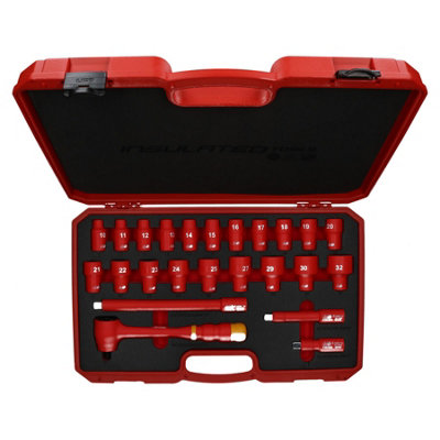 1/2" Drive Insulated VDE Tool Socket and Accessory Kit 24pc Metric GS ...