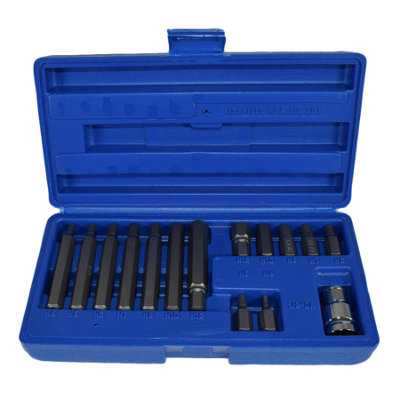 1/2" Drive Shallow and Deep Male Hex Allen Key Bits 4mm - 12mm 15pc ...