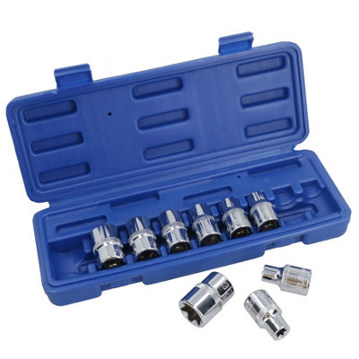 1/2" Drive Star Torx Shallow Female E Sockets E10-E24 9pc Set | DIY at B&Q