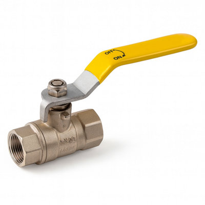 1/2" Female x Female Gas Lever Ball Valve - Yellow Handle Brass ...