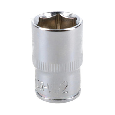 1/2" Imperial 6 Point 3/8" Drive Shallow Socket SAE AF Chrome Vanadium ...