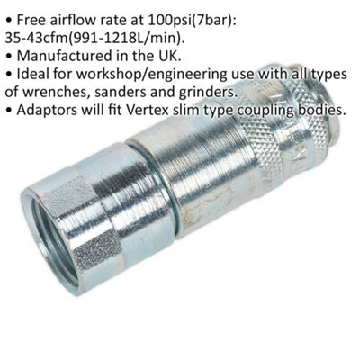 1/2 Inch BSPT Female Coupling Adapter for High Airflow Applications