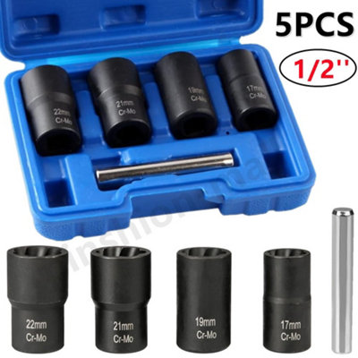 1/2" Locking Wheel Nut Remover Set Stud Bolt Impact Twist Socket ...