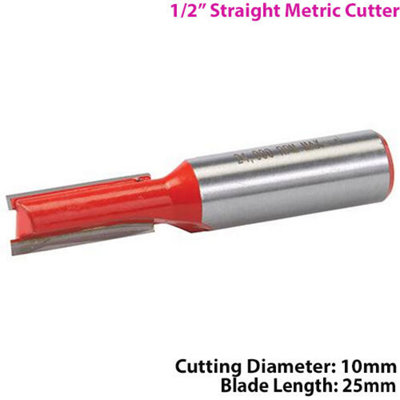 1/2" SHANK 10mm x 25mm Tungsten Carbide Straight Router Bit Worktop ...