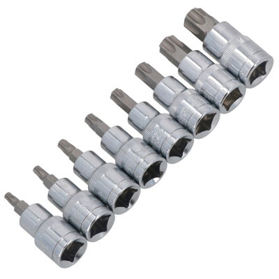 1/2" Torx Star Male Bit Sockets T27 - T70 8pc Set By Bergen