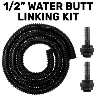 1/2" Water Butt Connector Kit with 5m Corrugated PVC Hose, BSP Straight ...