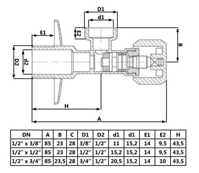1/2" x 3/8" BSP Threaded Chromed Water Valve connector washing machines ...