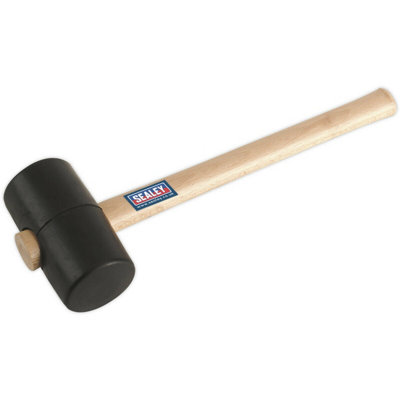 1.25LB BLACK RUBBER MALLET WITH WOODEN HANDLE - VERSATILE HAMMER FOR ...