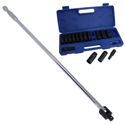 1/2in Drive 30" Breaker Power Bar & 15pc Metric Deep Impact Sockets 10 ...