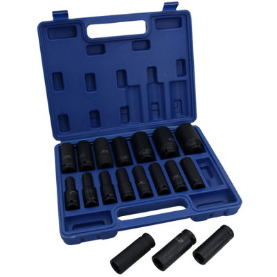 1/2in Drive Deep Metric Impact 6 Point Single Hex Sockets 10-32mm 18pc