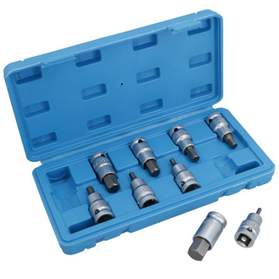 1/2in Drive Hex Key Bit Ratchet Socket Set 4mm - 17mm 9pc Hex Allen Alan
