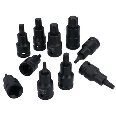 1/2in Drive Male Torx Star Impacted Impact Shallow Sockets T20 - T70 10pc | DIY at B&Q