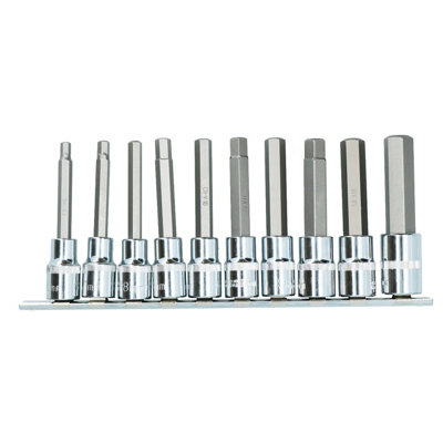 1/2in Drive Metric MM Hex Allen Key Bit Sockets 6mm to 17mm 10pc 100mm ...