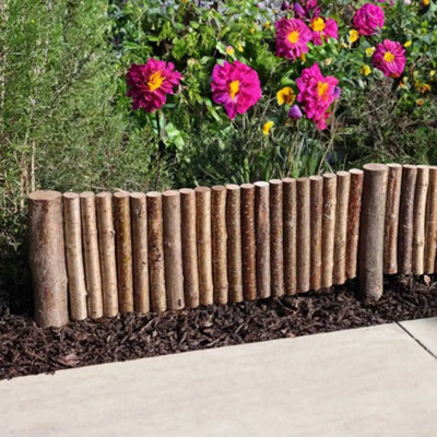 1.2m Hazel Log Roll Flexible Lawn Edging - 20cm Height