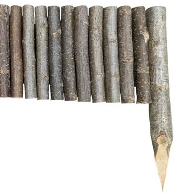 1.2m Hazel Log Roll Flexible Lawn Edging - 20cm Height