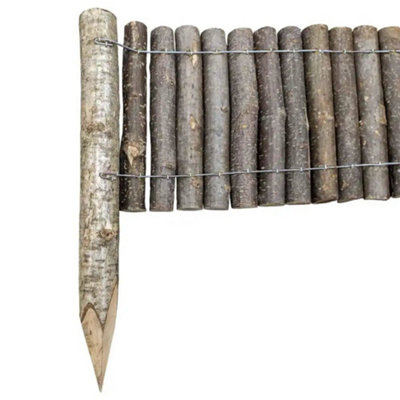 1.2m Hazel Log Roll Flexible Lawn Edging - 20cm Height