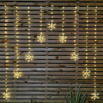 1.2m LED Snowflake Curtain Lights Christmas Decorations in Warm White