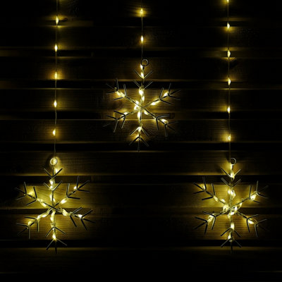 1.2m LED Snowflake Curtain Lights Christmas Decorations in Warm White