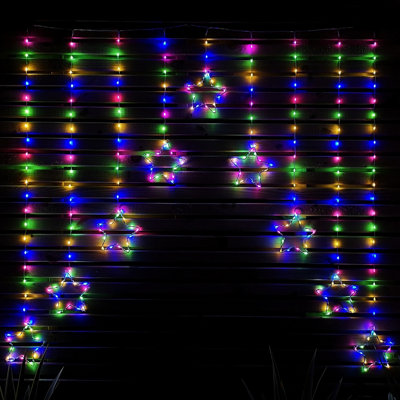 1.2m Multi Colour LED Star Curtain Lights Christmas Decorations | DIY at B&Q