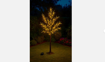 1.2m Solar Powered Olive Tree With 150 Microdot LED Lights Warm White ...